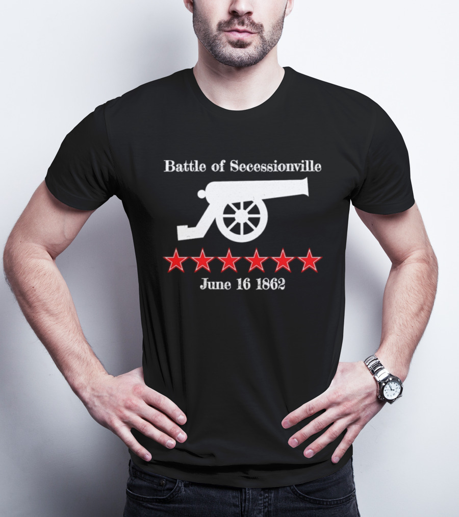 Battle Of Secessionville June 16 1862 War Cannon Six Red Stars T-Shirt