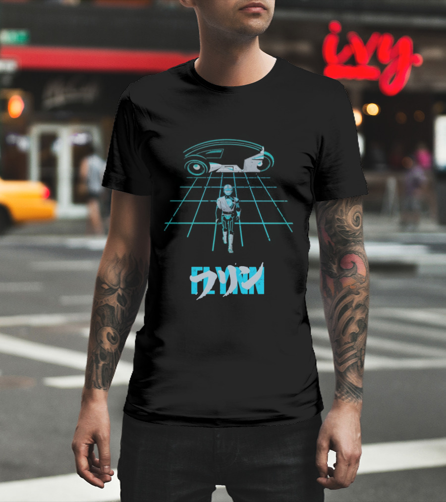 The Grid Rider Light Cycle Tron 1982 Movie Tron Kanji T-Shirt