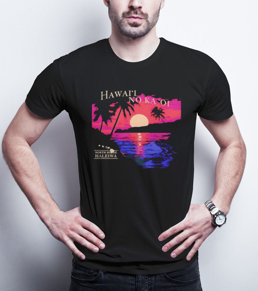 Hawai'i No Ka 'Oi Sunset Behind Mountains North Shore Haleiwa T-Shirt