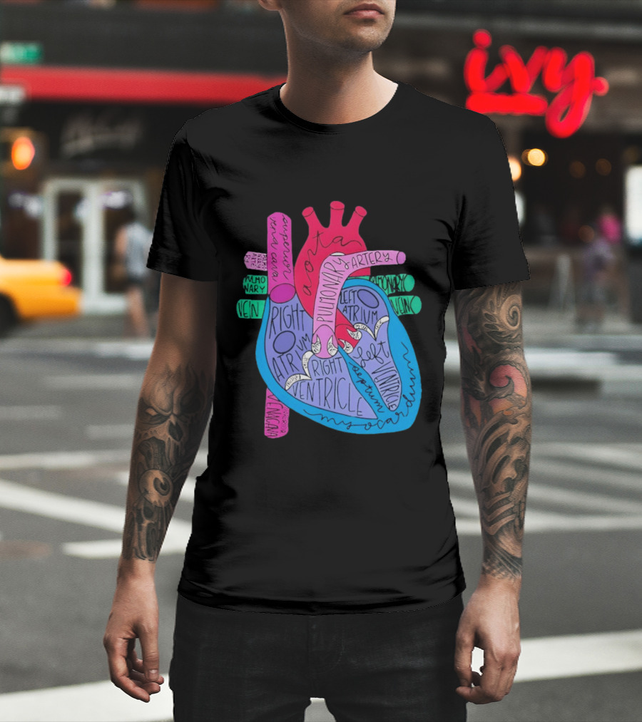 Heart Anatomy Aorta Pulmonary Artery Superior Vena Cava Right Atrium Ventricle Diagram T-Shirt