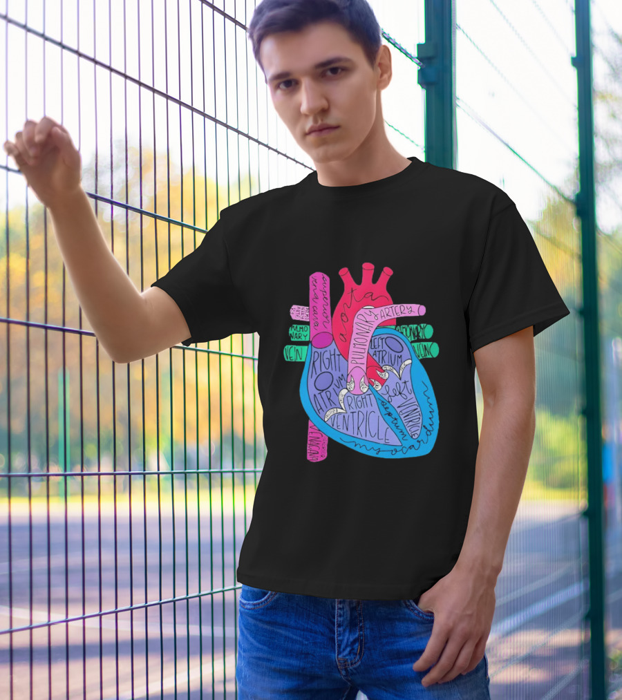Heart Anatomy Aorta Pulmonary Artery Superior Vena Cava Right Atrium Ventricle Diagram T-Shirt