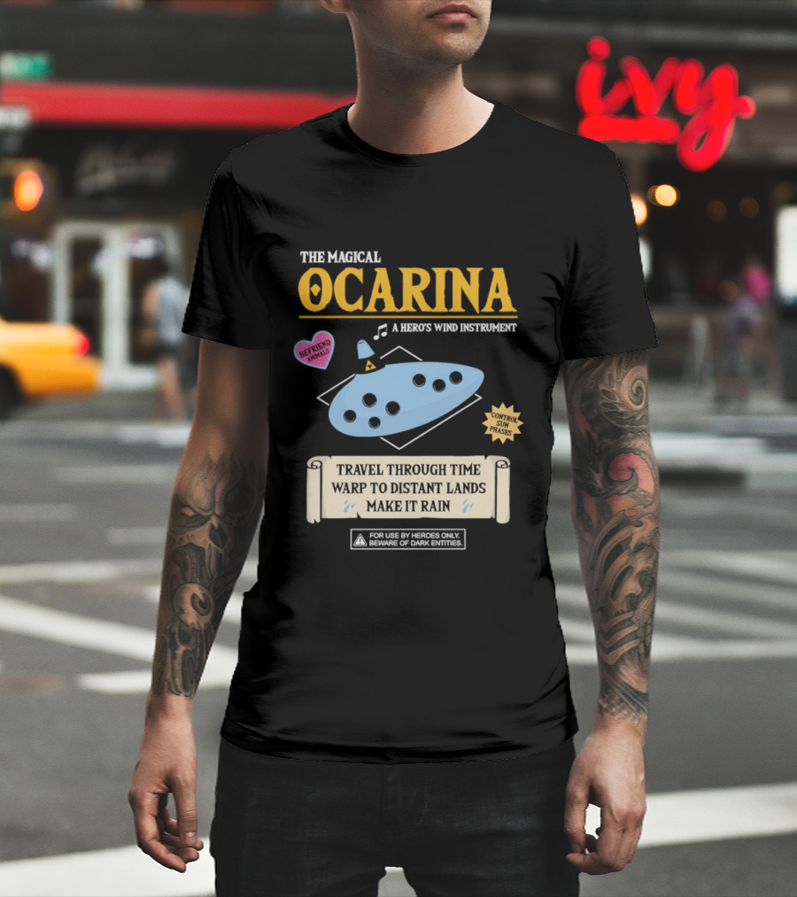The Magical Ocarina A Hero's Wind Instrument Control Sun Phases Travel Through Time Warp To Distant Lands Make It Rain T-Shirt