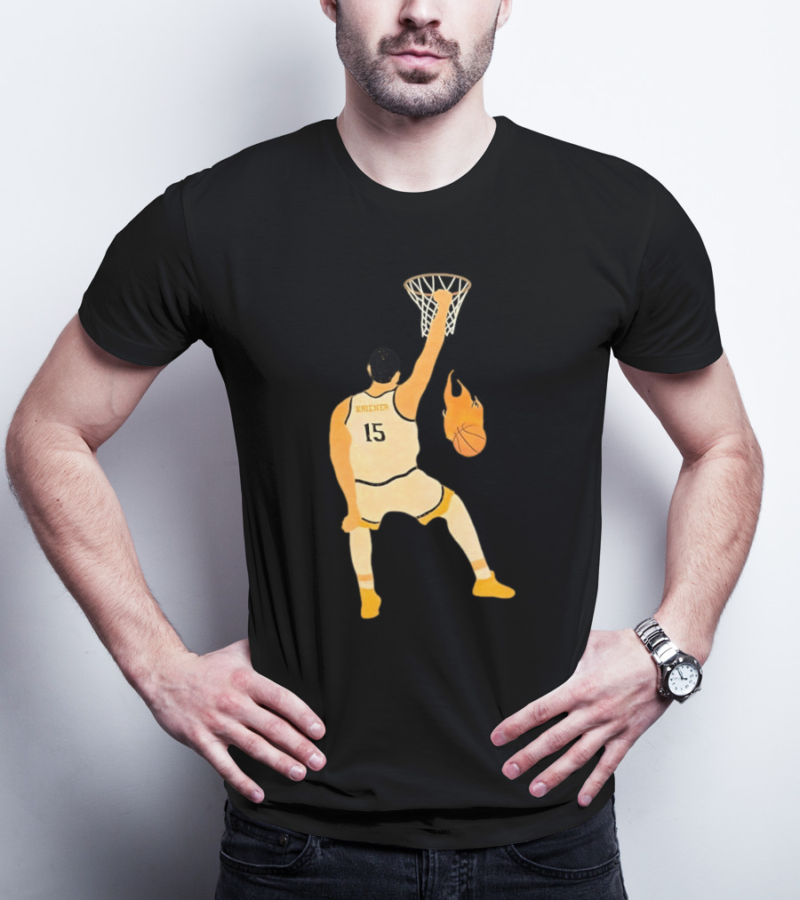 Nikola Jokic Denver Nuggets 15 Basketball Player Dunking Flame Ball T-Shirt