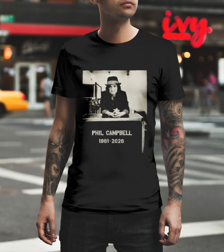 Phil Campbell 1961 2026 Retro Style Musician Hat Fashion T-Shirt