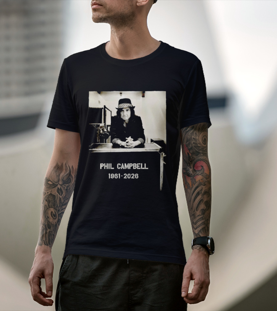 Phil Campbell 1961 2026 Retro Style Musician Hat Fashion T-Shirt