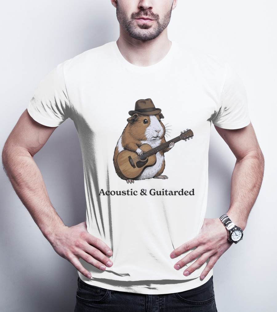 Capybara With Acoustic Guitar And Cowboy Hat Coustic Guitarded T-Shirt