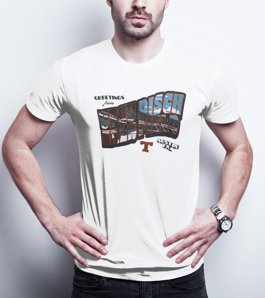 Greetings From UFCU Disch Falk Field Austin TX Stadium Scene T-Shirt