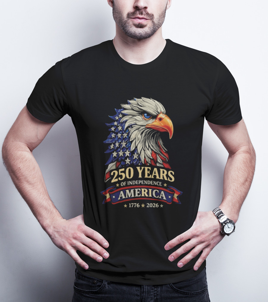 250 Years Of Independence America 1776 2026 Bald Eagle Celebration T-Shirt