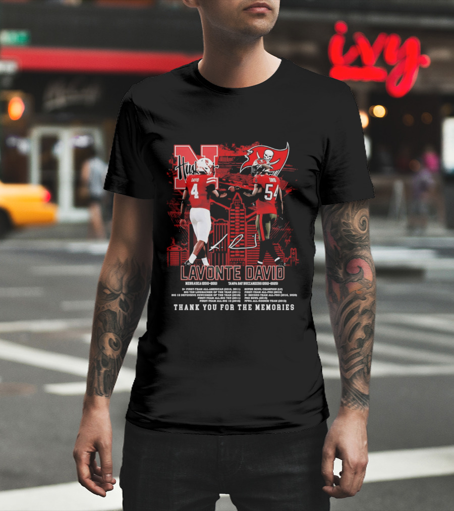 Lavonte David Nebraska Huskers Tampa Bay Buccaneers Thank You For The Memories T-Shirt