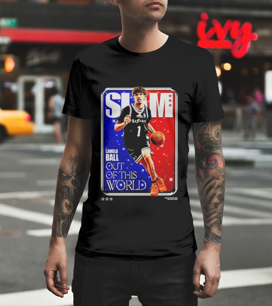 SLAM Cover LaMelo Ball 1 Charlotte Hornets Out Of This World T-Shirt