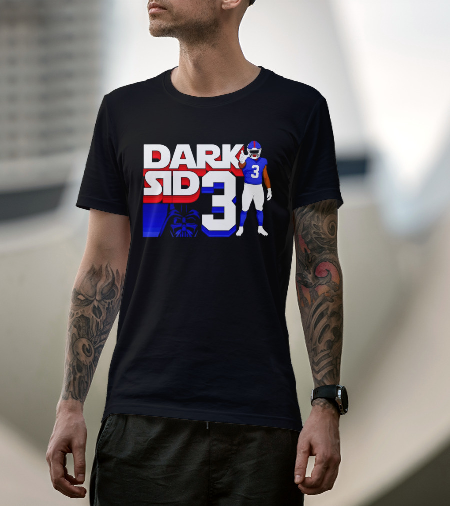 Darth Vader Star Wars Dark Side 3 New York Giants Football Player T-Shirt