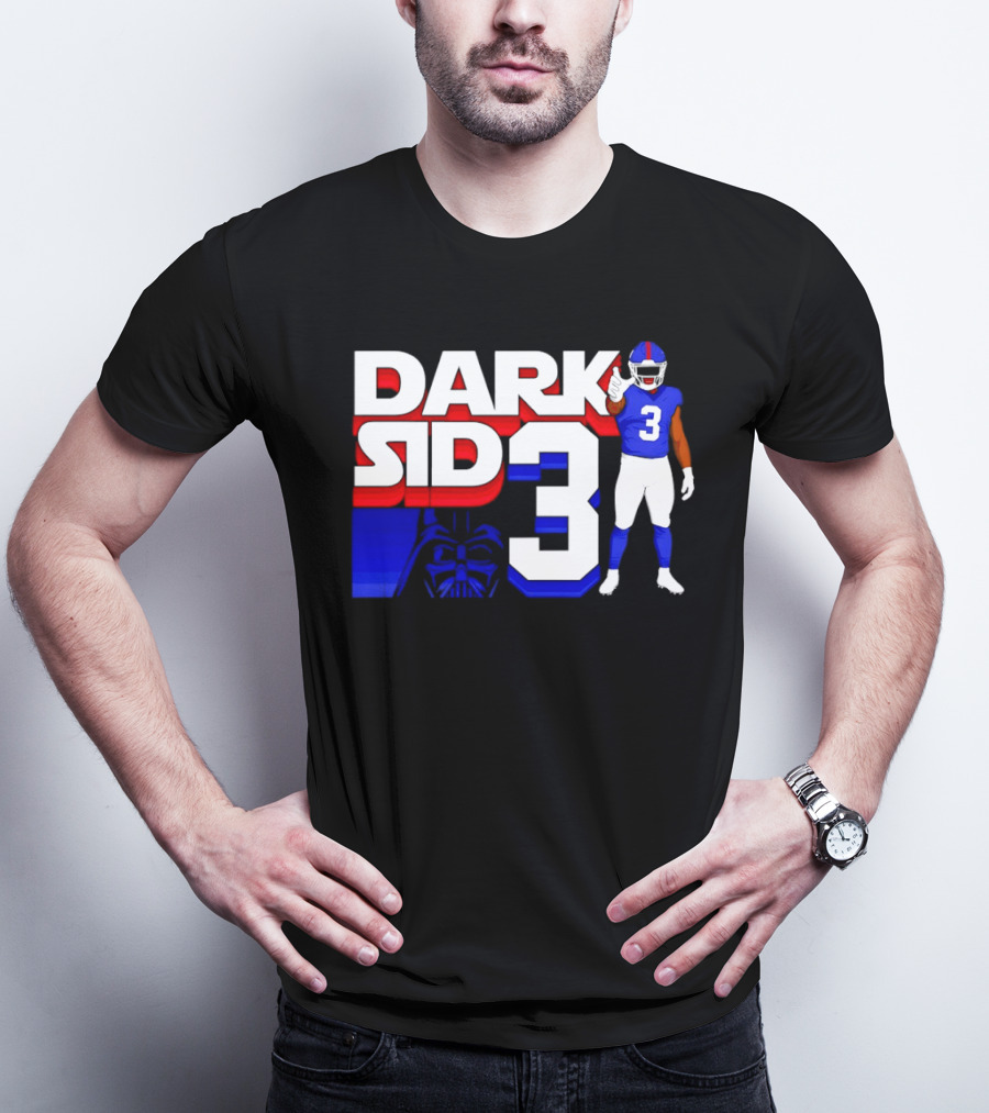 Darth Vader Star Wars Dark Side 3 New York Giants Football Player T-Shirt