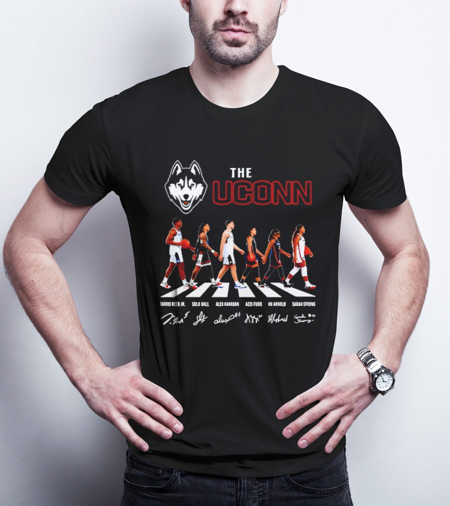 The UConn Huskies Men's And Women's Basketball Players Walking Abbey Road T-Shirt