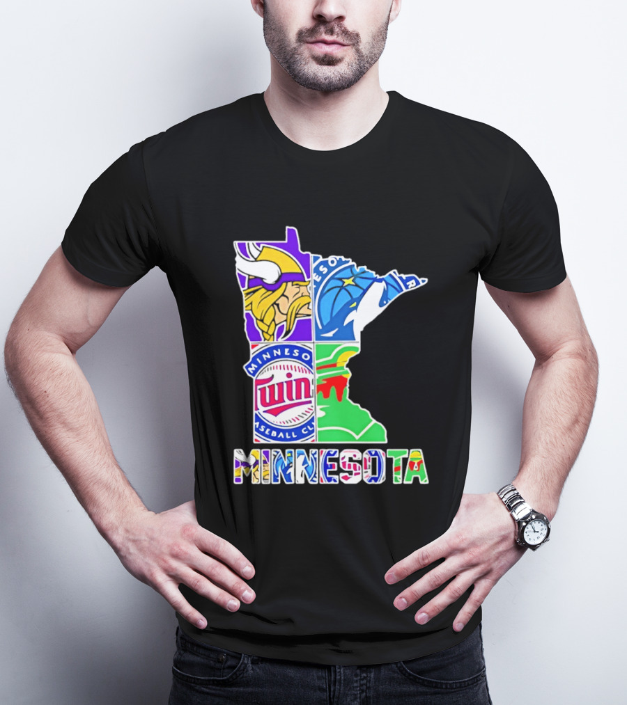 Minnesota Sports Teams Vikings Twins Wild Timberwolves Mashup T-Shirt