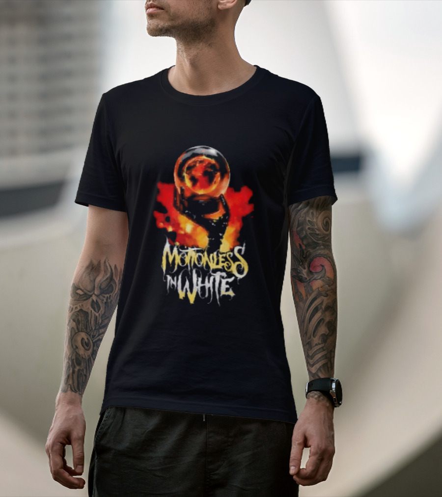 Motionless In White UK EU Tour 2026 Make Them Suffer Fiery Skull T-Shirt