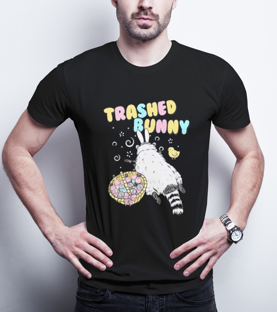 Trashed Bunny Raccoon Pastel Swirls Duck T-Shirt