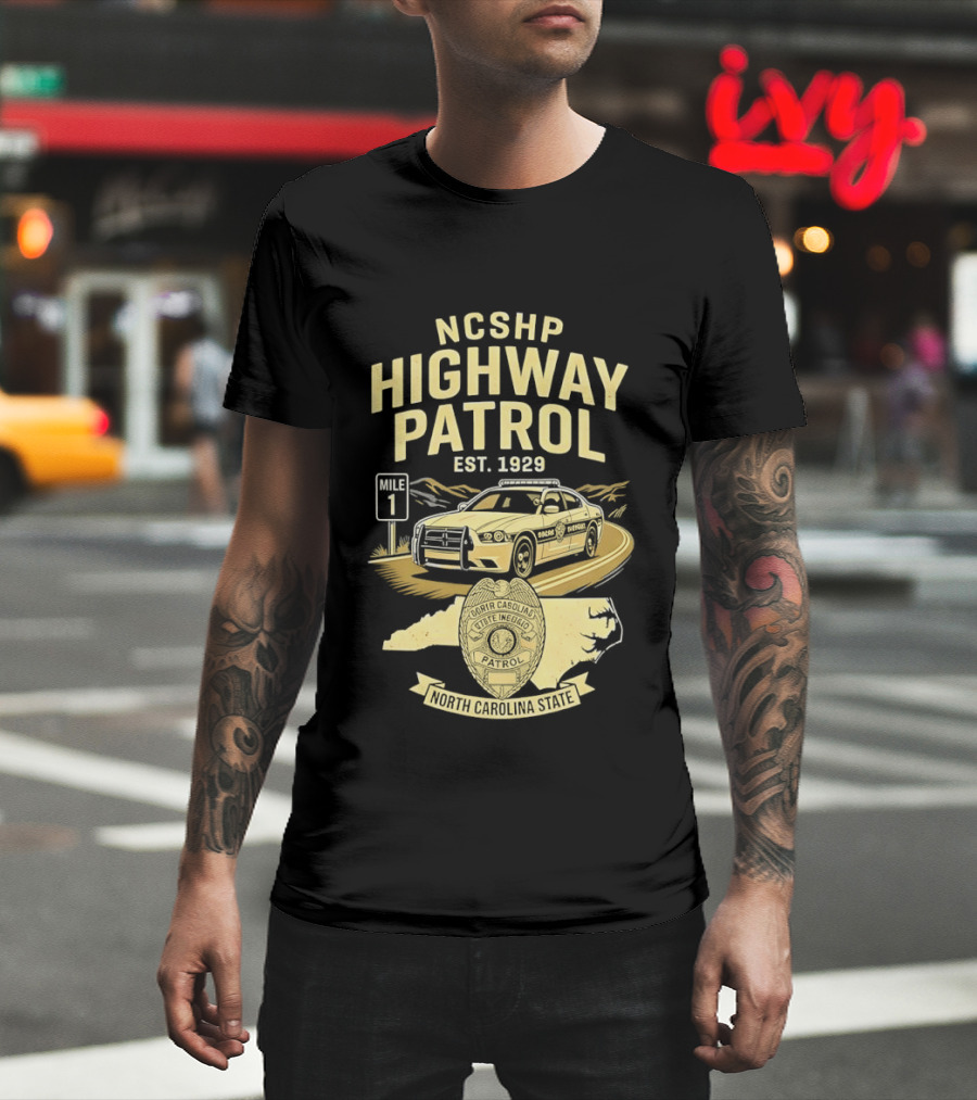 NCSHP Highway Patrol Est. 1929 Scenic Route Car T-Shirt