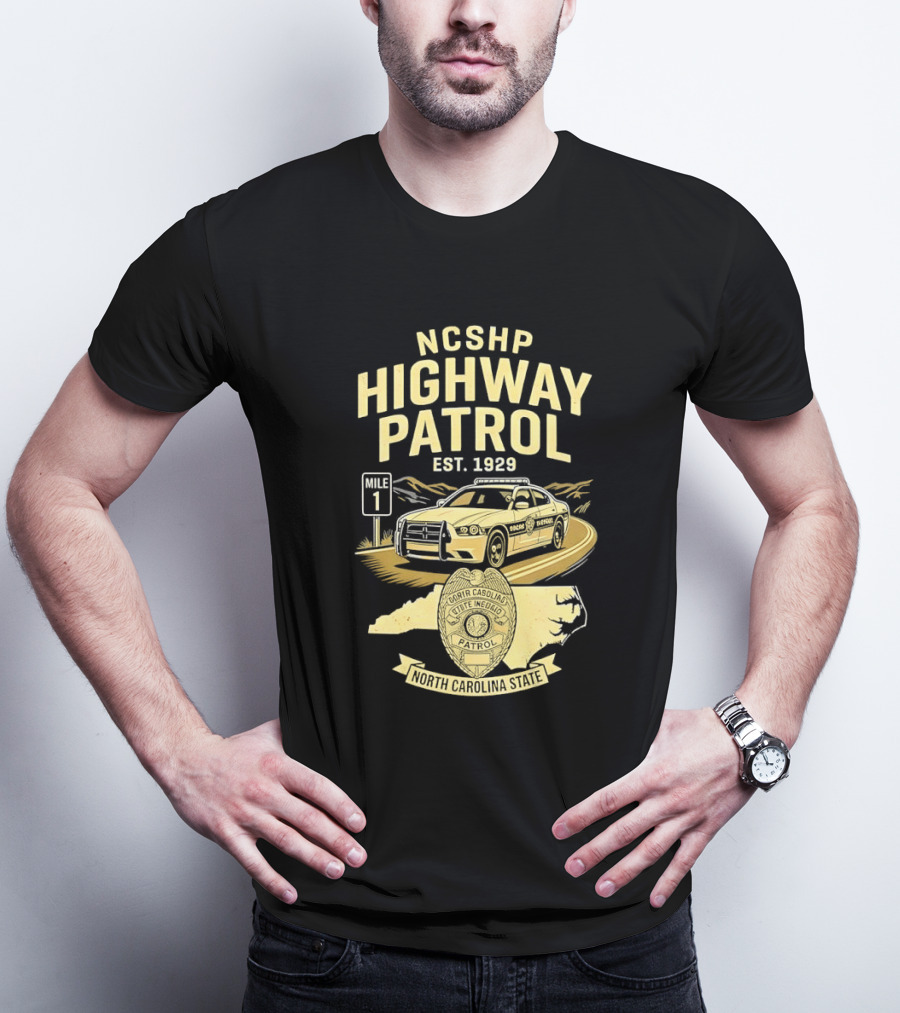 NCSHP Highway Patrol Est. 1929 Scenic Route Car T-Shirt