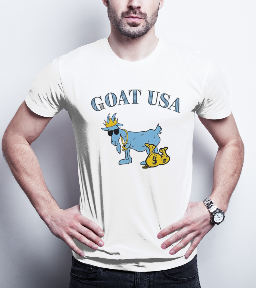GOAT USA Cash Money Crowned Goat With Sunglasses And Gold Chains T-Shirt