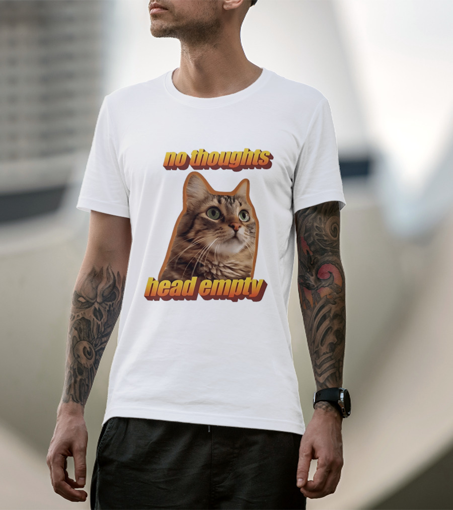 No Thoughts Head Empty Cat Meme Funny Humor T-Shirt