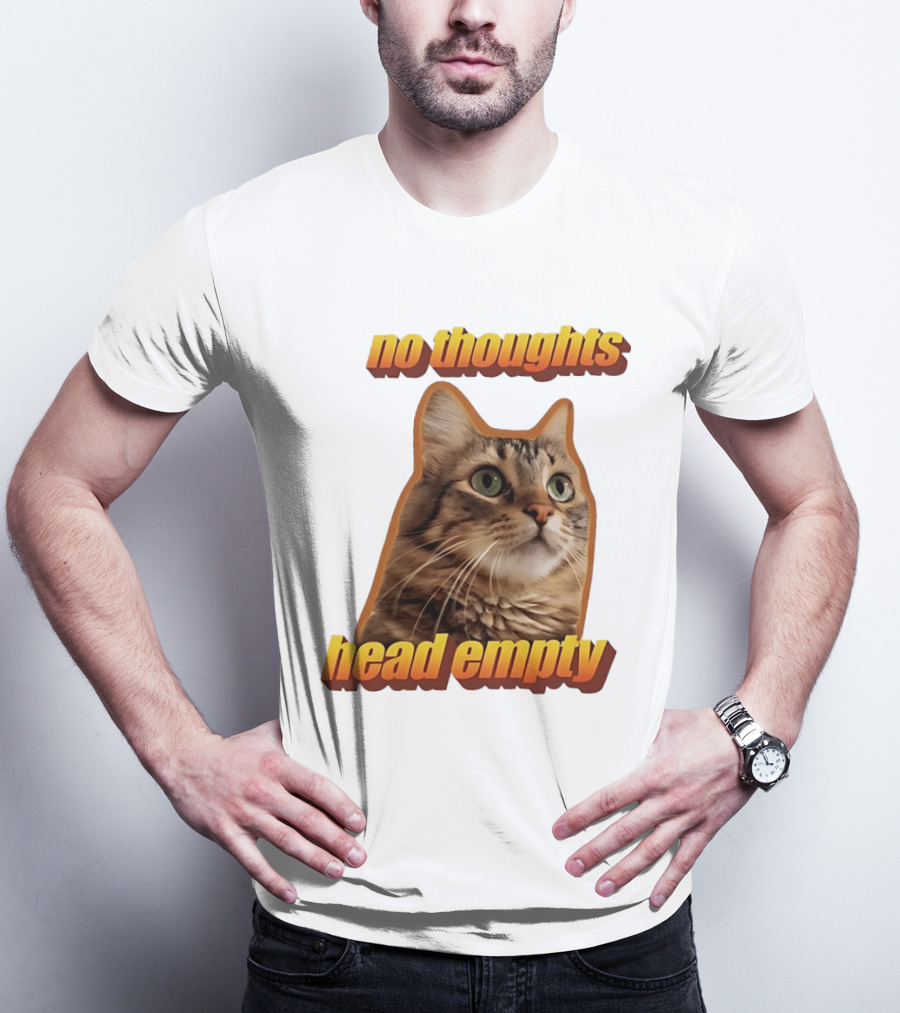 No Thoughts Head Empty Cat Meme Funny Humor T-Shirt