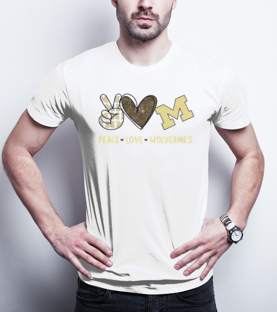 Peace Love Michigan Wolverines Iconic Team Spirit T-Shirt