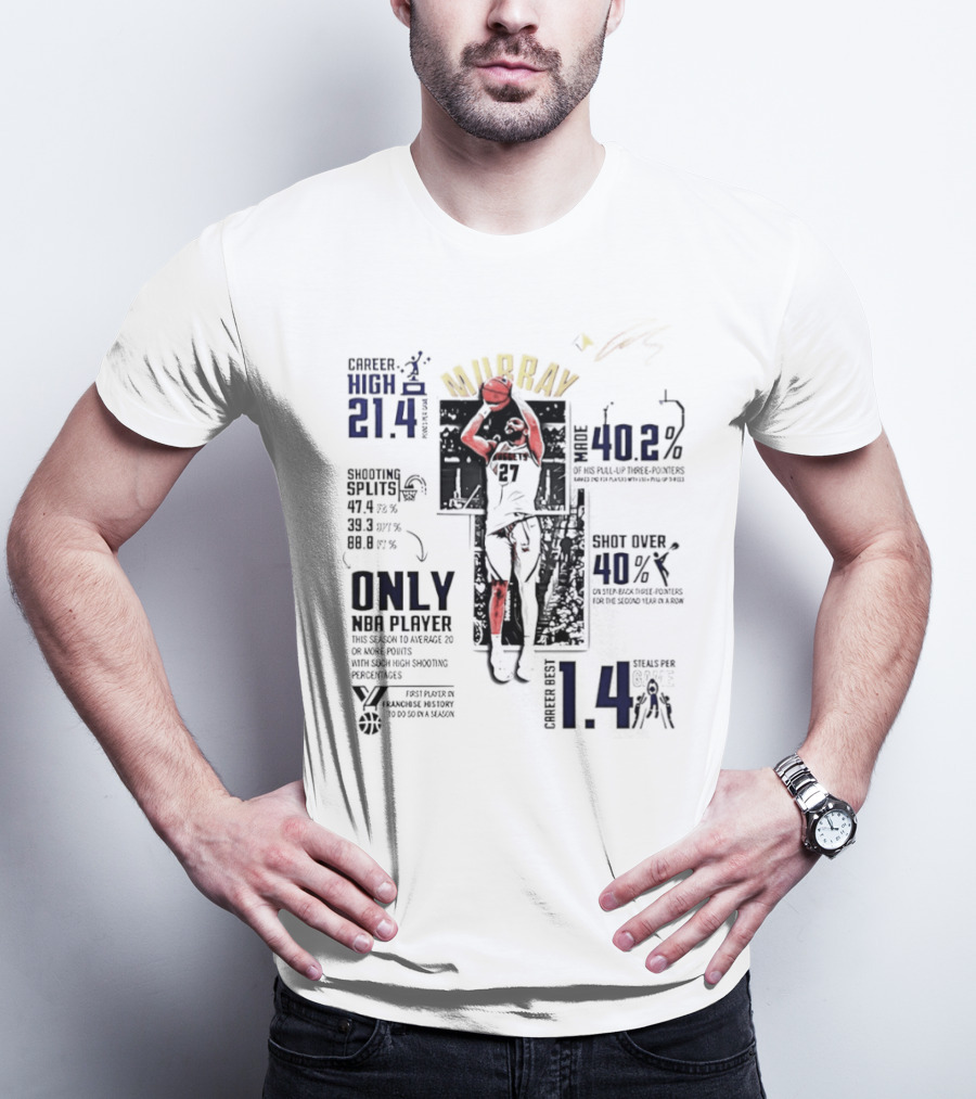 Denver Nuggets Murray 21.4 Points 40.2 Better Basketball Player 114 Playoffs T-Shirt