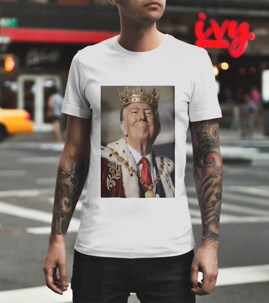 Donald Trump Crowned As King Regal Attire Red Tie Gold Crown T-Shirt