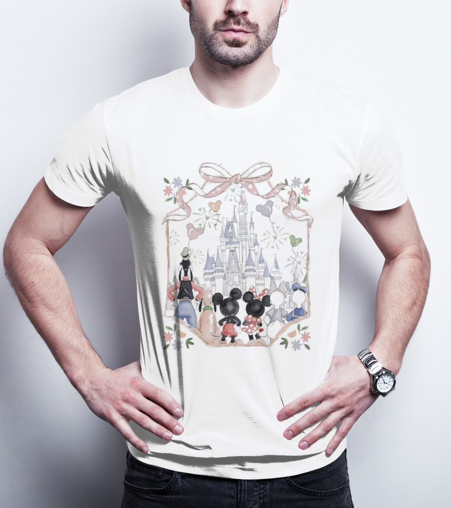 Family Mickey Cartoon Castle Fireworks Most Magical Place On Earth T-Shirt
