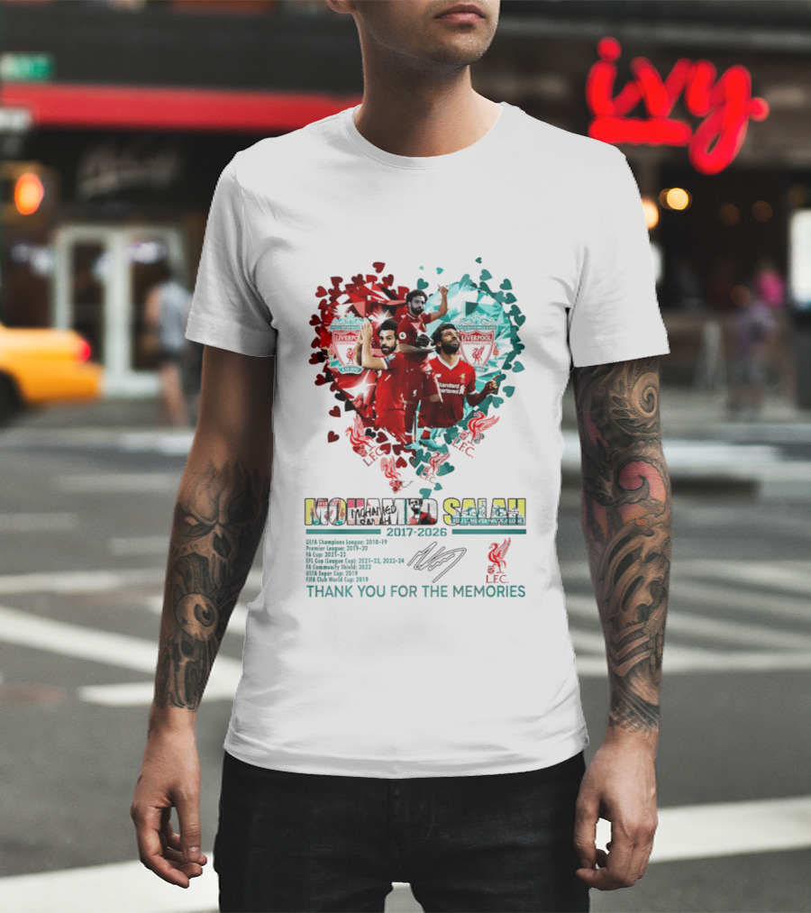 Mohamed Salah Lfc Thank You For The Memories 2017 2023 Heart T-Shirt