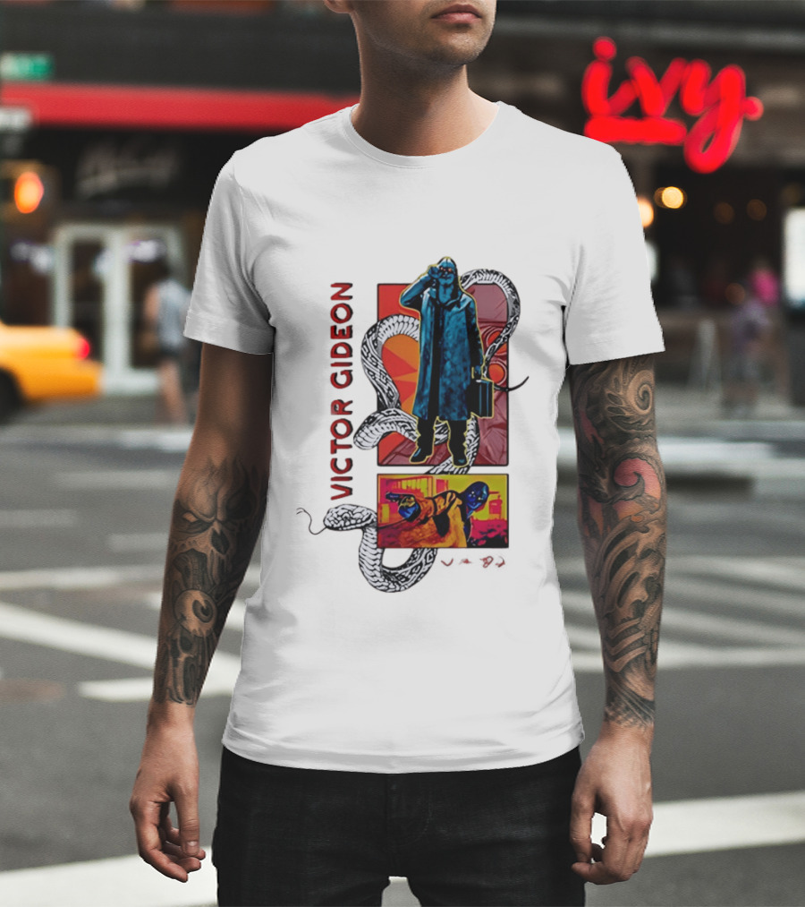 Victor Gideon Dramatic Snake And Mysterious Figures T-Shirt
