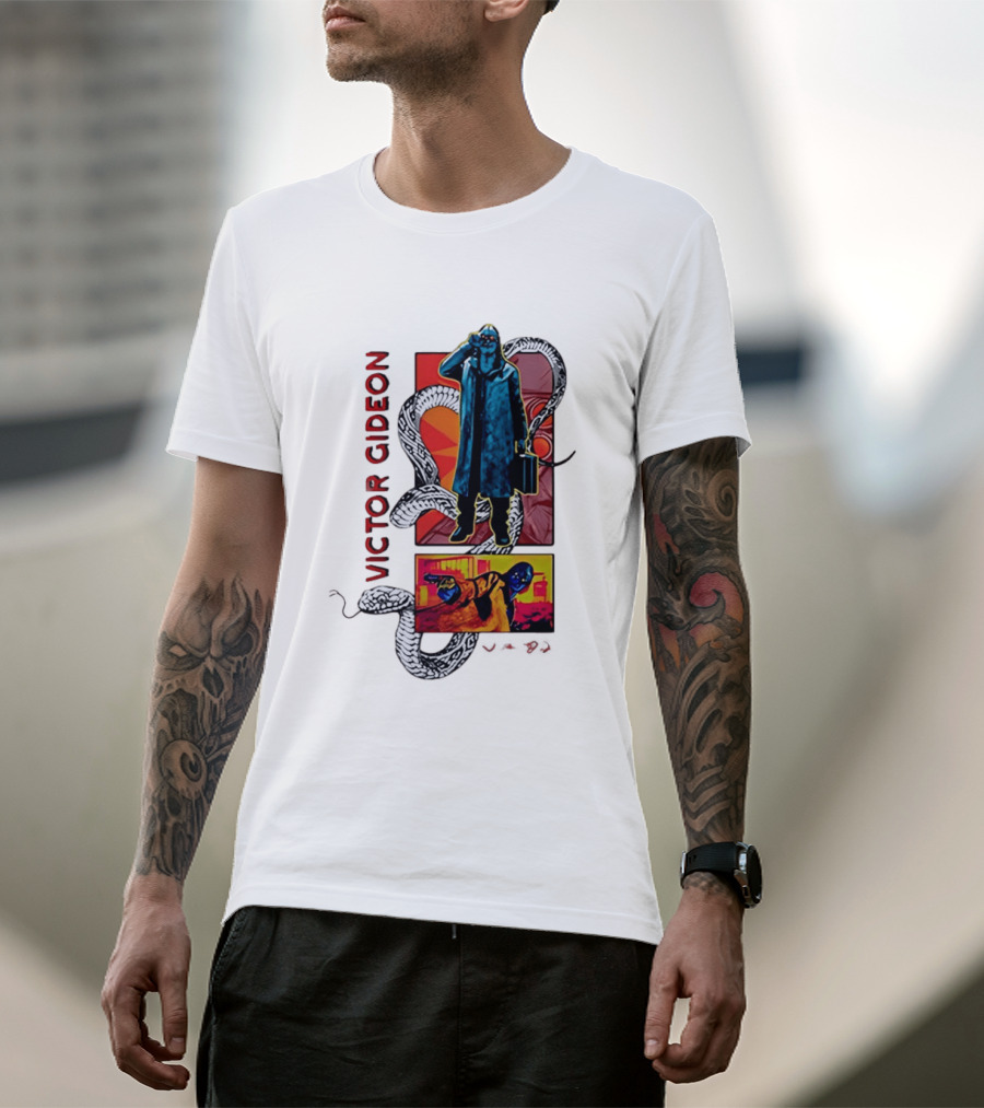 Victor Gideon Dramatic Snake And Mysterious Figures T-Shirt