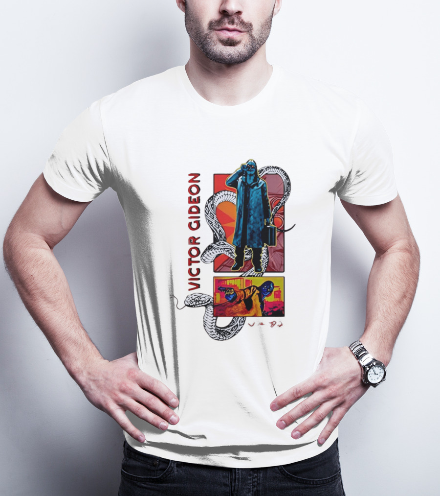 Victor Gideon Dramatic Snake And Mysterious Figures T-Shirt