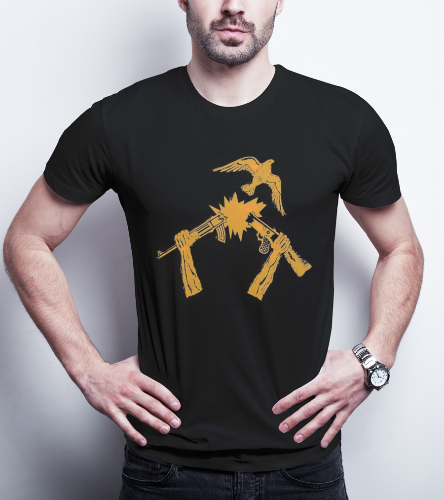 Anti War No Gun Peace Symbol Bird Explosion T-Shirt