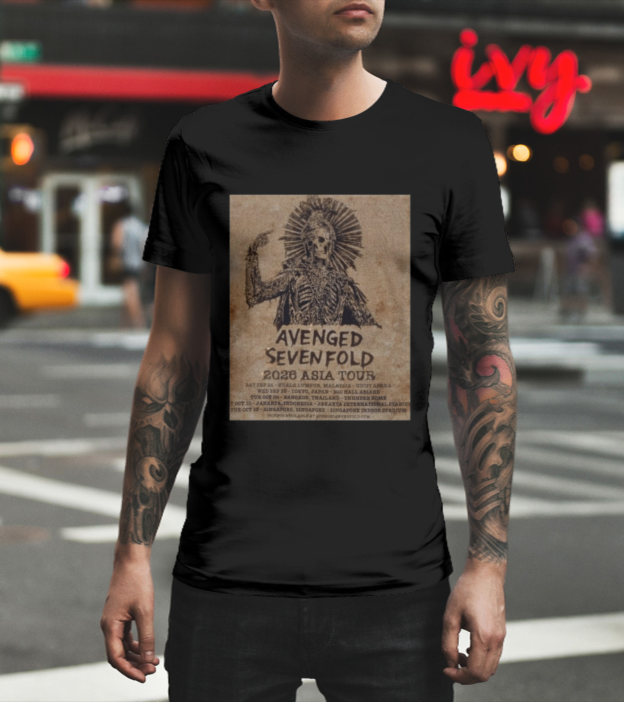 Avenged Sevenfold 2026 Asia Tour Kuala Lumpur Tokyo Bangkok Jakarta Singapore T-Shirt