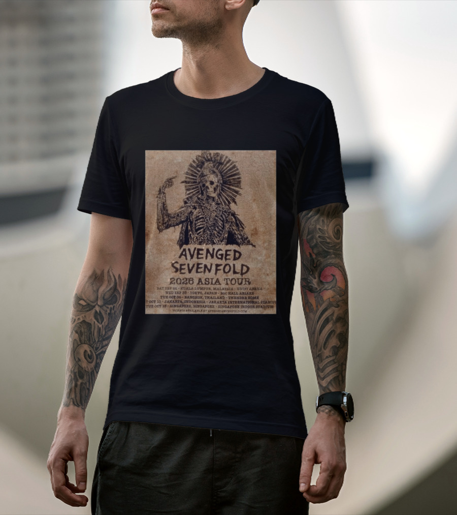 Avenged Sevenfold 2026 Asia Tour Kuala Lumpur Tokyo Bangkok Jakarta Singapore T-Shirt