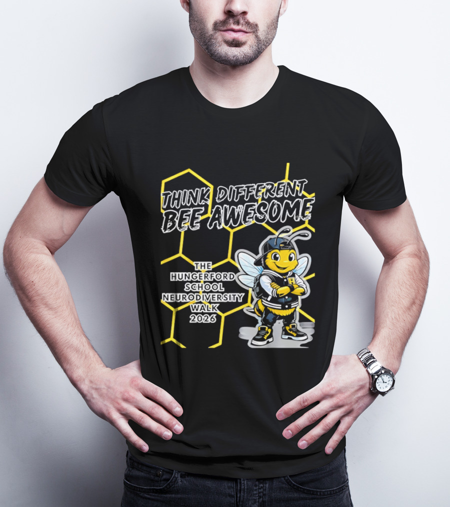 Think Different Bee Awesome The Hungerford School Neurodiversity Walk 2026 T-Shirt