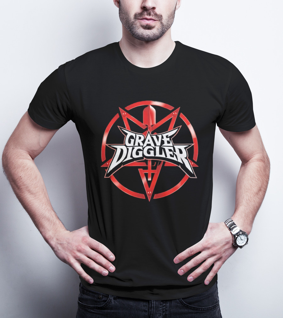 Grave Diggler Red Symbol With Cross And Sword T-Shirt