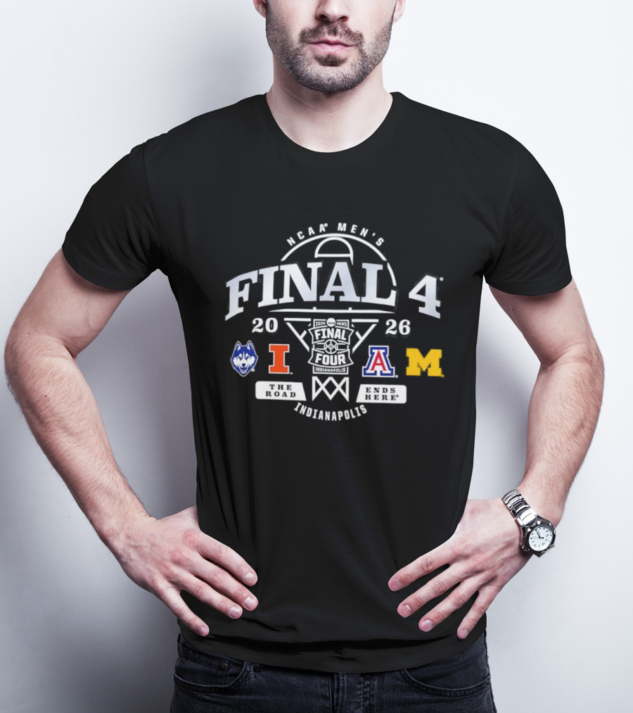 NCAA Men's Final 4 Indianapolis 2026 UConn Illinois Arizona Michigan T-Shirt
