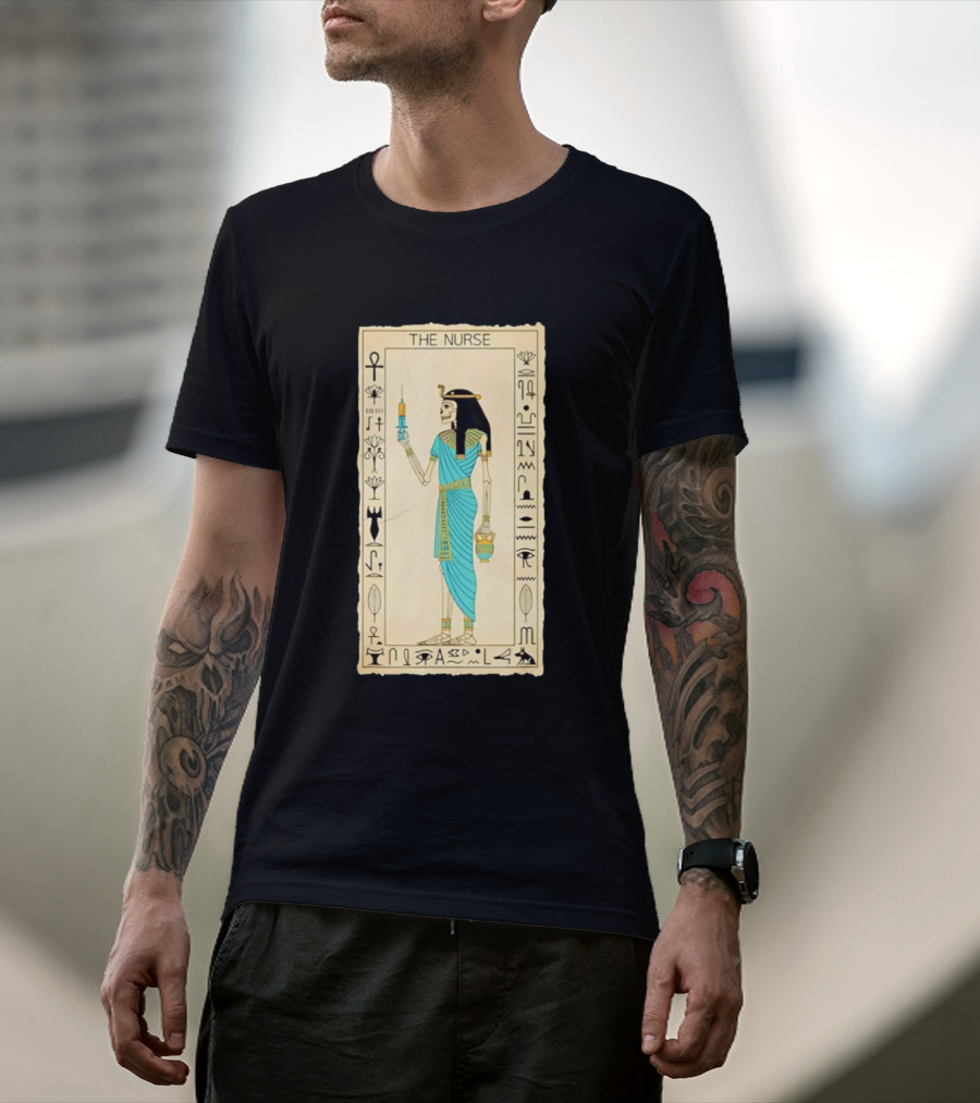 The Nurse Egyptian Skeleton Tarot Card Medical Goth T-Shirt