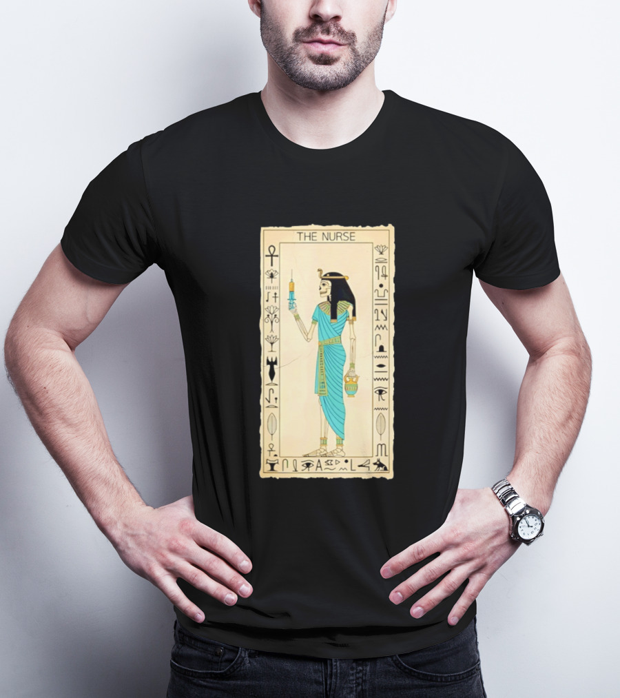 The Nurse Egyptian Skeleton Tarot Card Medical Goth T-Shirt