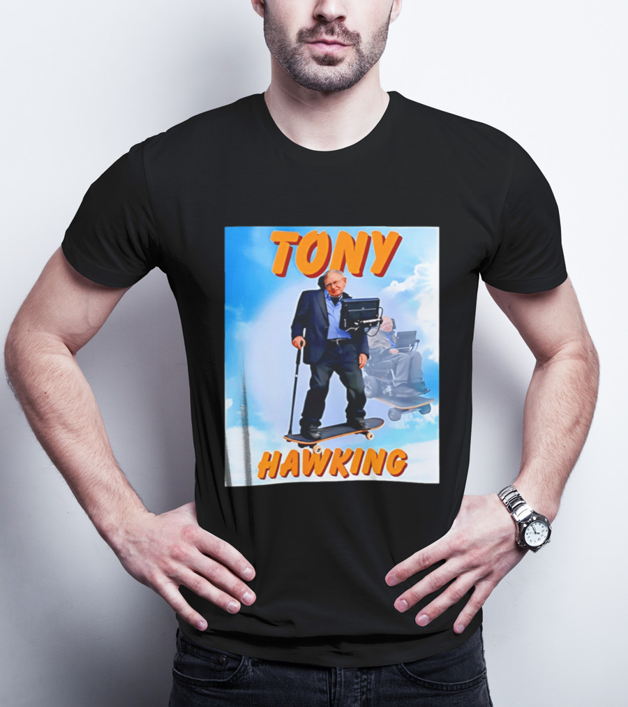 Tony Hawking Skateboard Fusion Surreal Humor T-Shirt