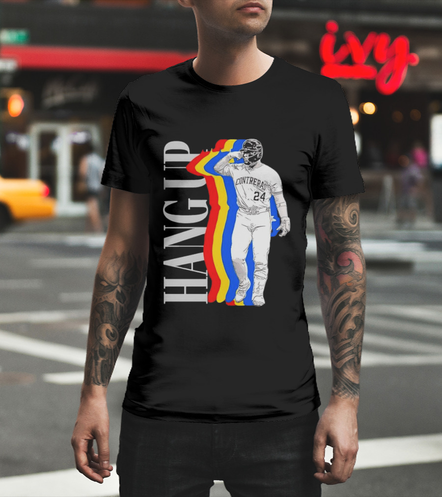 Willson Contreras 24 Hang Up Baseball Art With Colorful Stripes T-Shirt