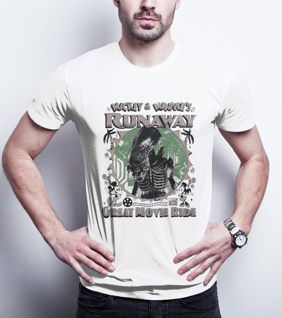 Mickey And Minnie's Runaway Great Movie Ride Xenomorph Alien T-Shirt