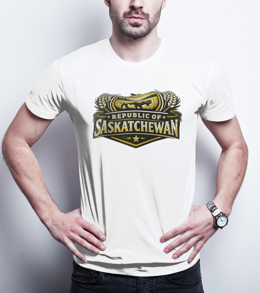 Republic Of Saskatchewan Wheat And Lion T-Shirt