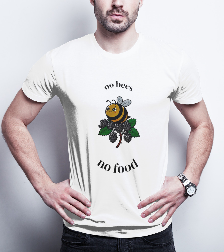 No Bees No Food Cute Bee On Leaf T-Shirt