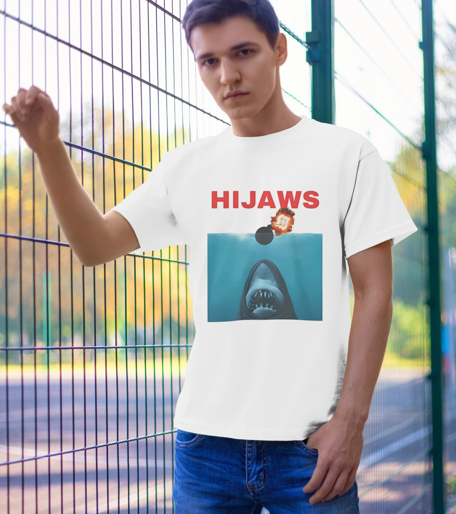 HIJAWS Jaws Bomb Explosion With Shark T-Shirt