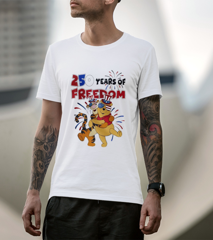 250 Years Of Freedom Winnie The Pooh And Tiger Celebration T-Shirt
