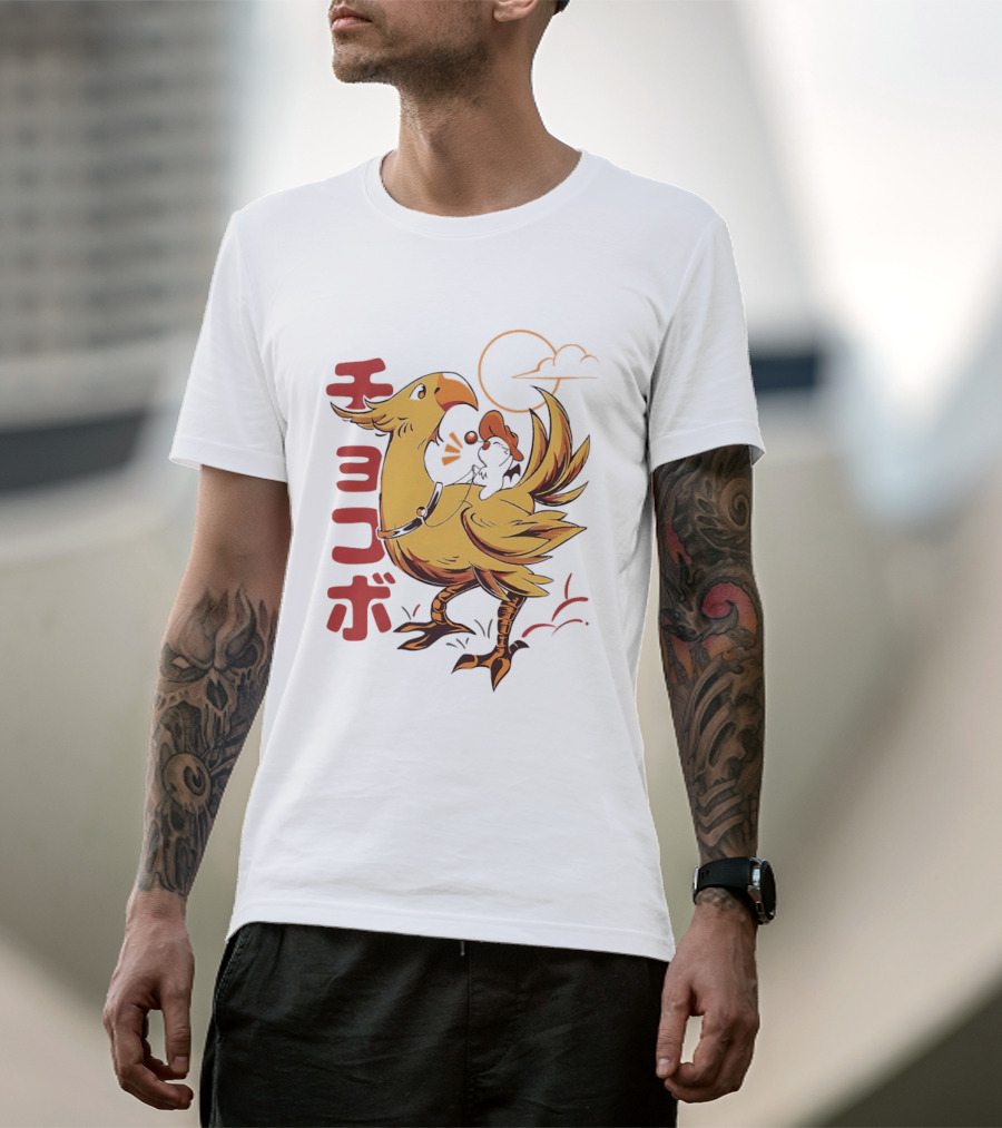 Kaweehaw Cowboy Moogle Riding Chocobo Retro Style Japanese T-Shirt
