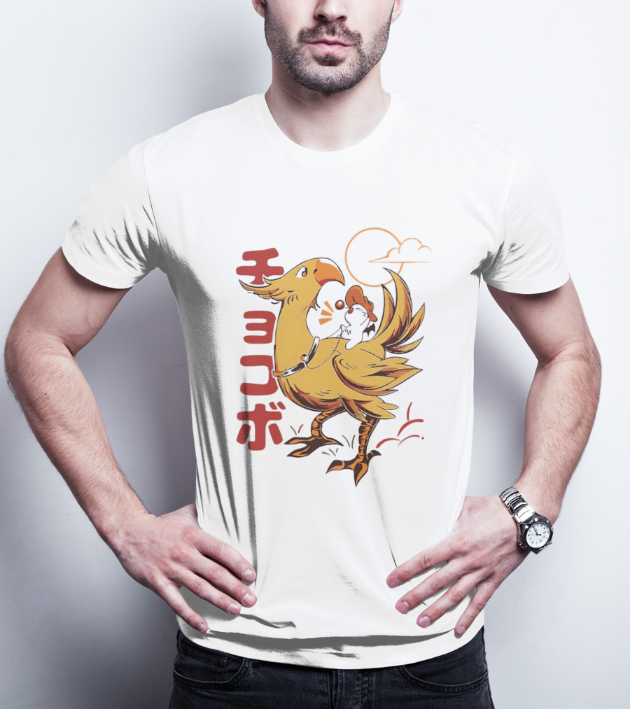 Kaweehaw Cowboy Moogle Riding Chocobo Retro Style Japanese T-Shirt
